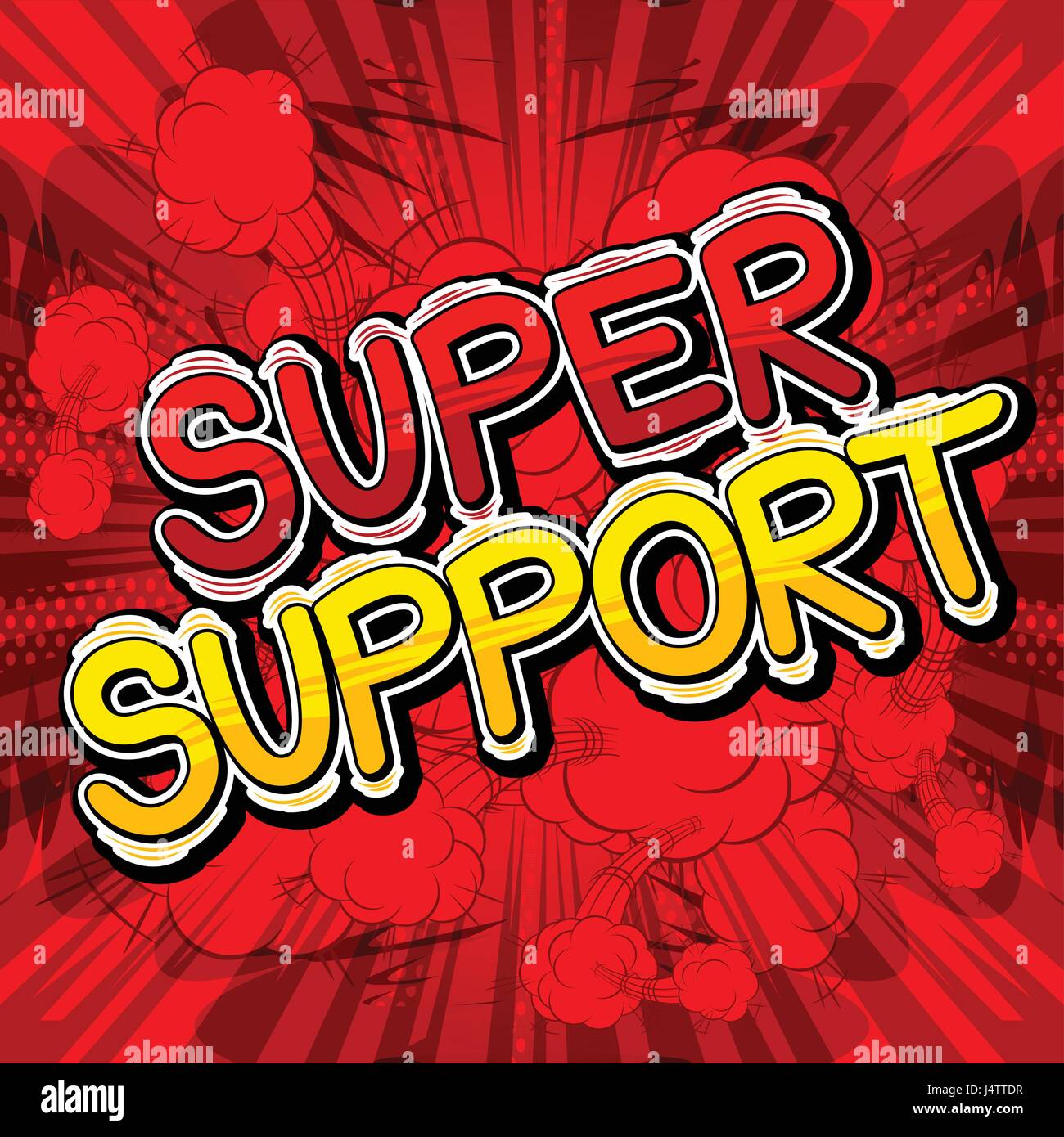 Super Support - Comic book style word on abstract background Stock ...