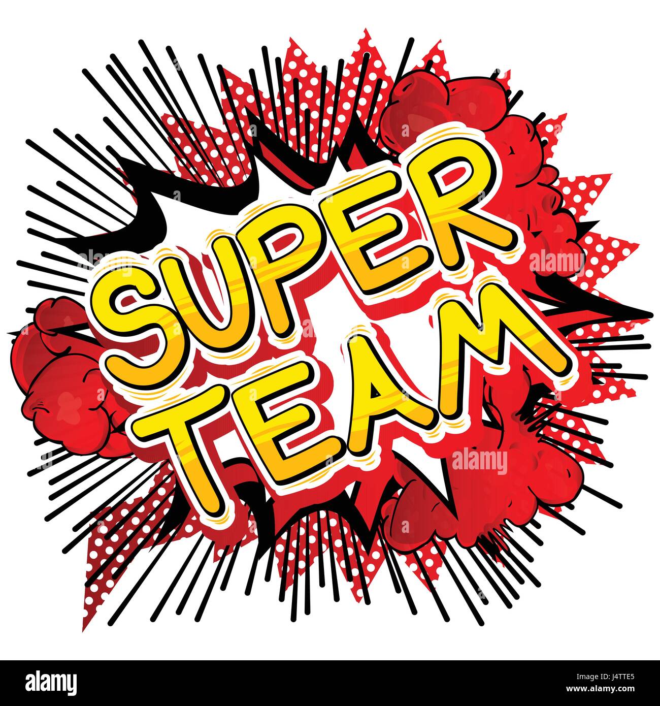 Super Team - Comic book style phrase on abstract background Stock ...