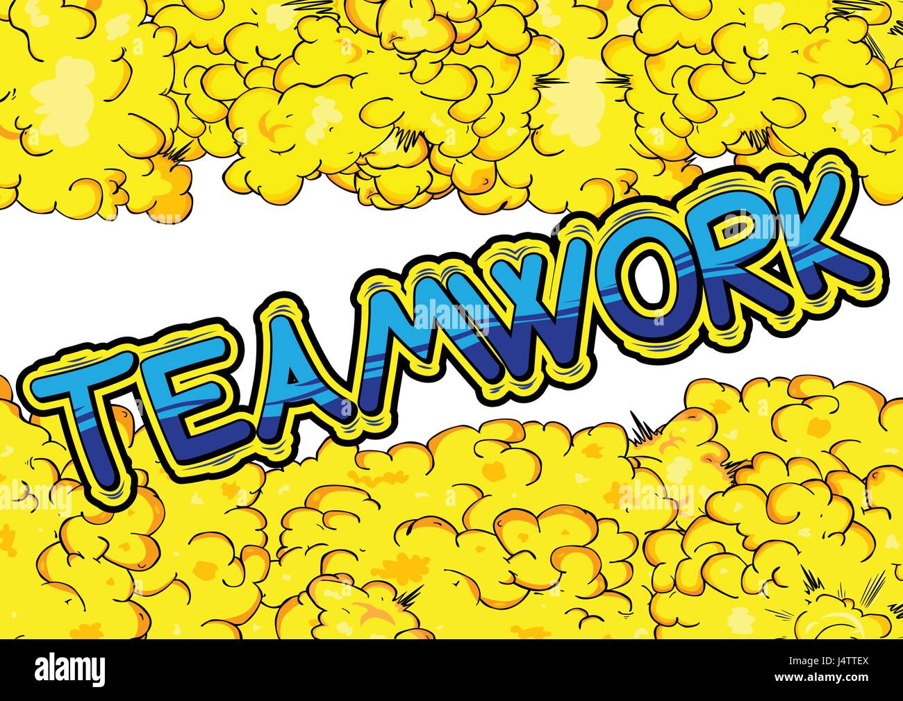 Teamwork - Comic book style phrase on abstract background Stock Vector ...