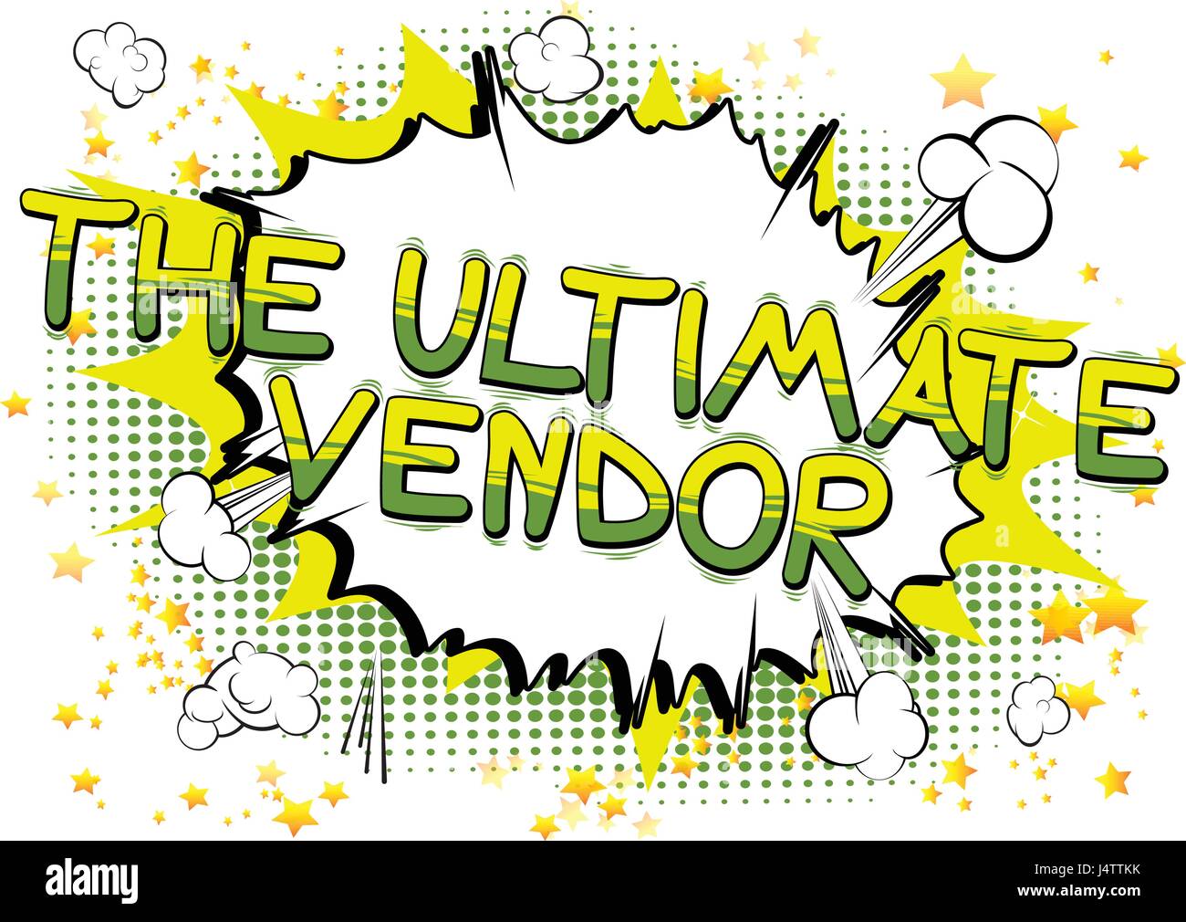 The Ultimate Vendor - Comic book style word on abstract background ...