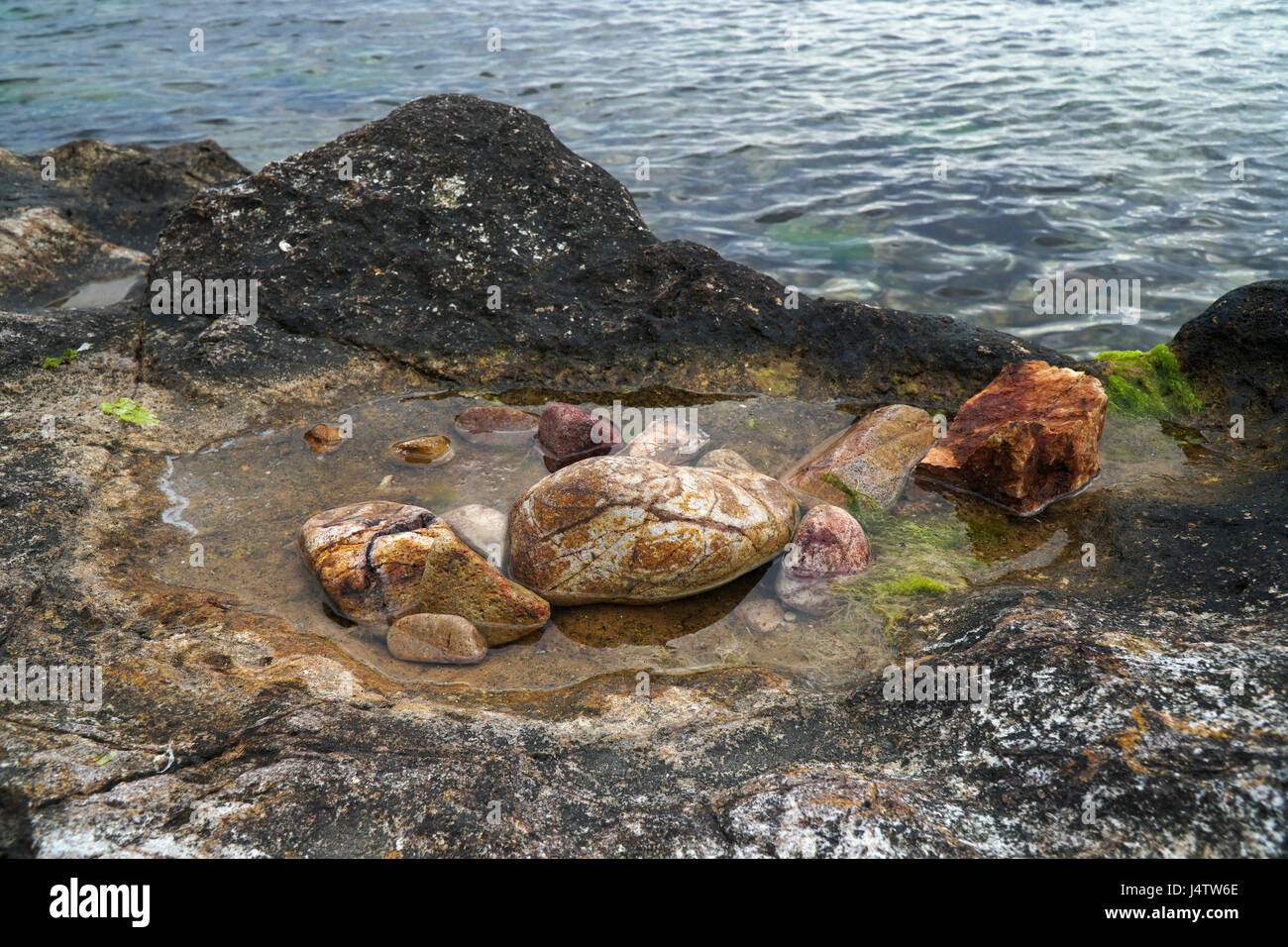 Pebble stones in a pond at the beach Stock Photo - Alamy