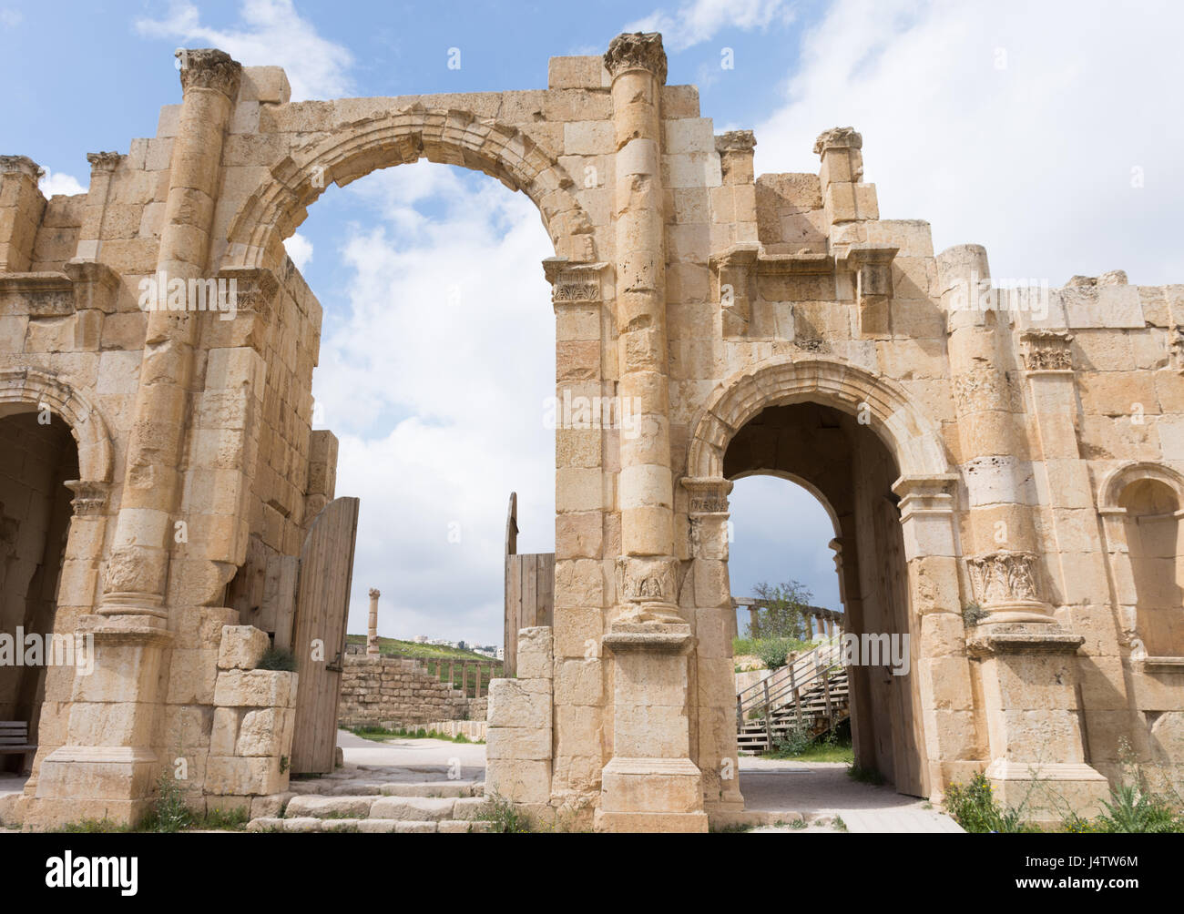 Eleven meter high three arched gate with acanthus bases, capitals at ...