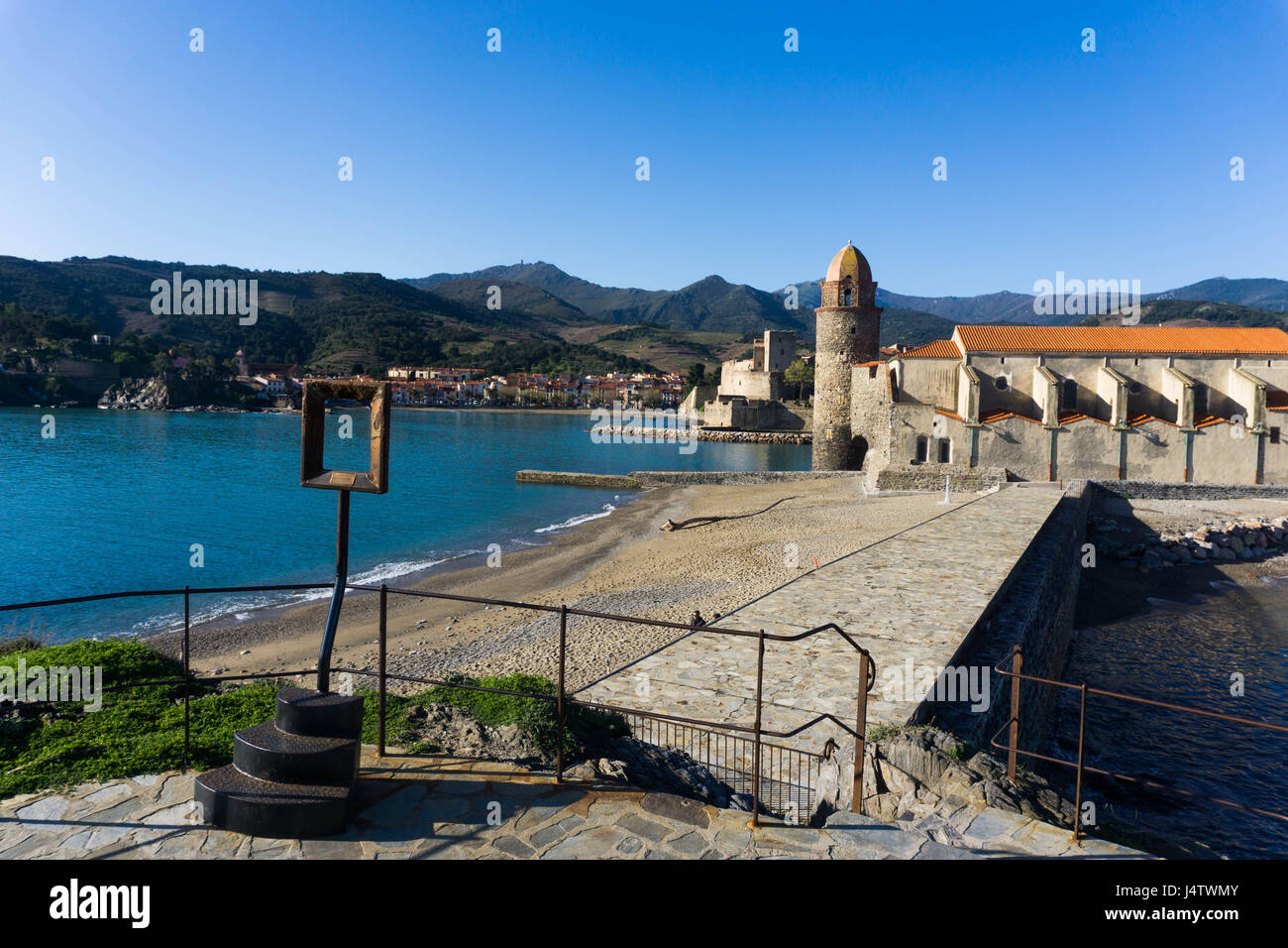 Colliour's Eglise Notre Dame des Anges Church with its phallic tower ...
