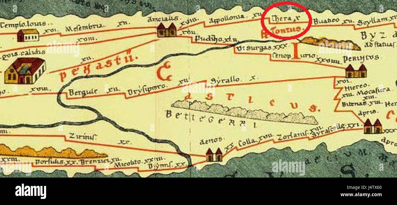 A reference to the Tabula Peutingeriana, an ancient Roman map showing ...