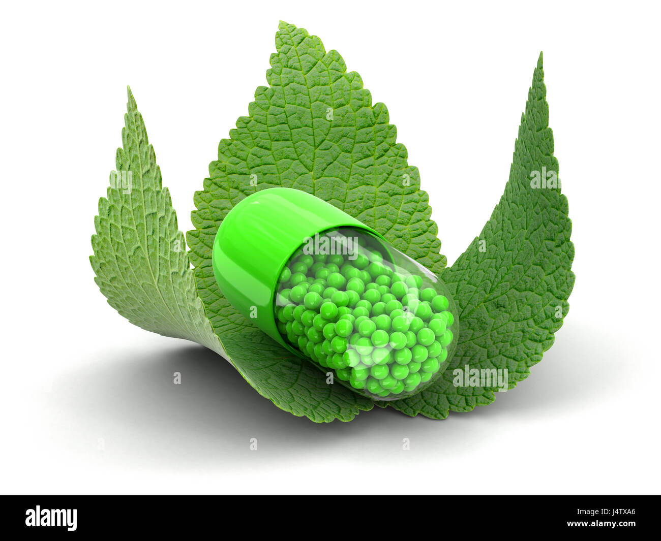 Capsule and leaves. Image with clipping path Stock Photo - Alamy