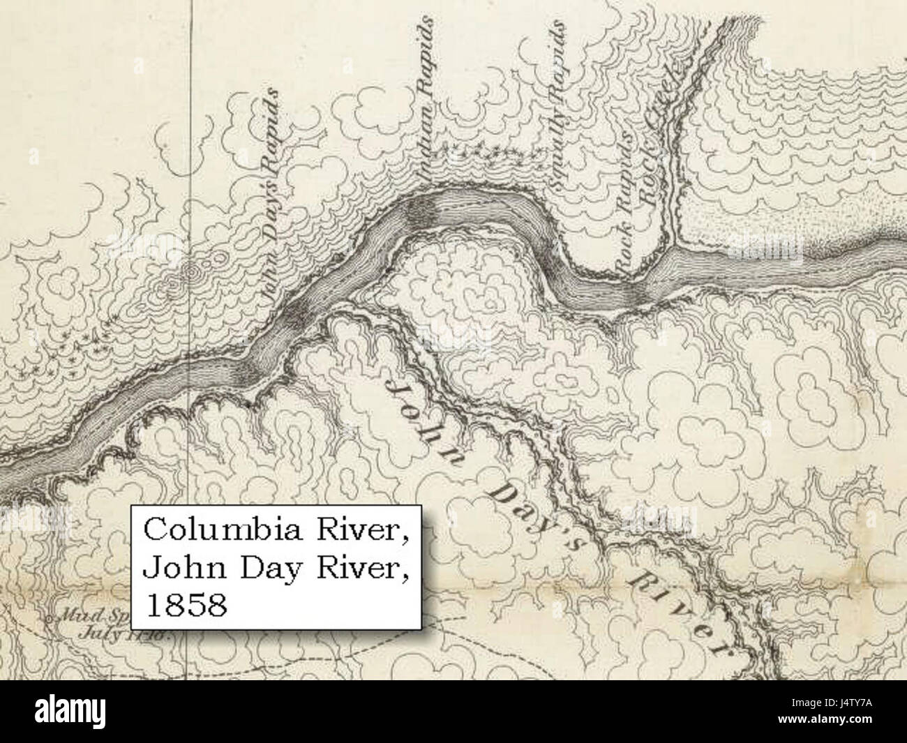 The 'Uw archives map recon' refers to a map from the 1858 John Day ...