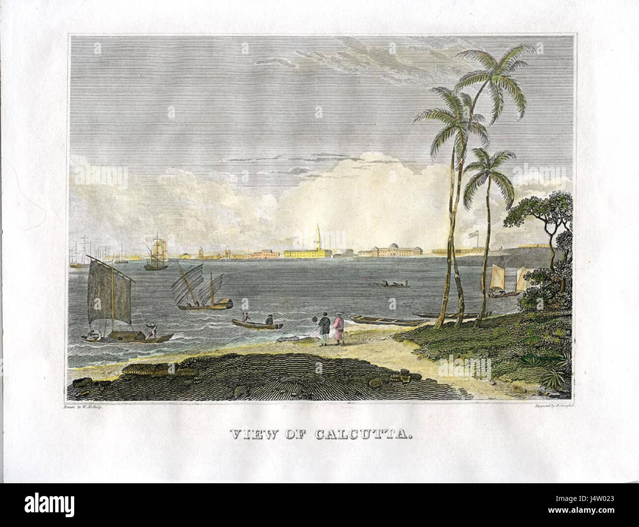 This artwork from 1836 shows a view of Calcutta, highlighting the cityâ ...
