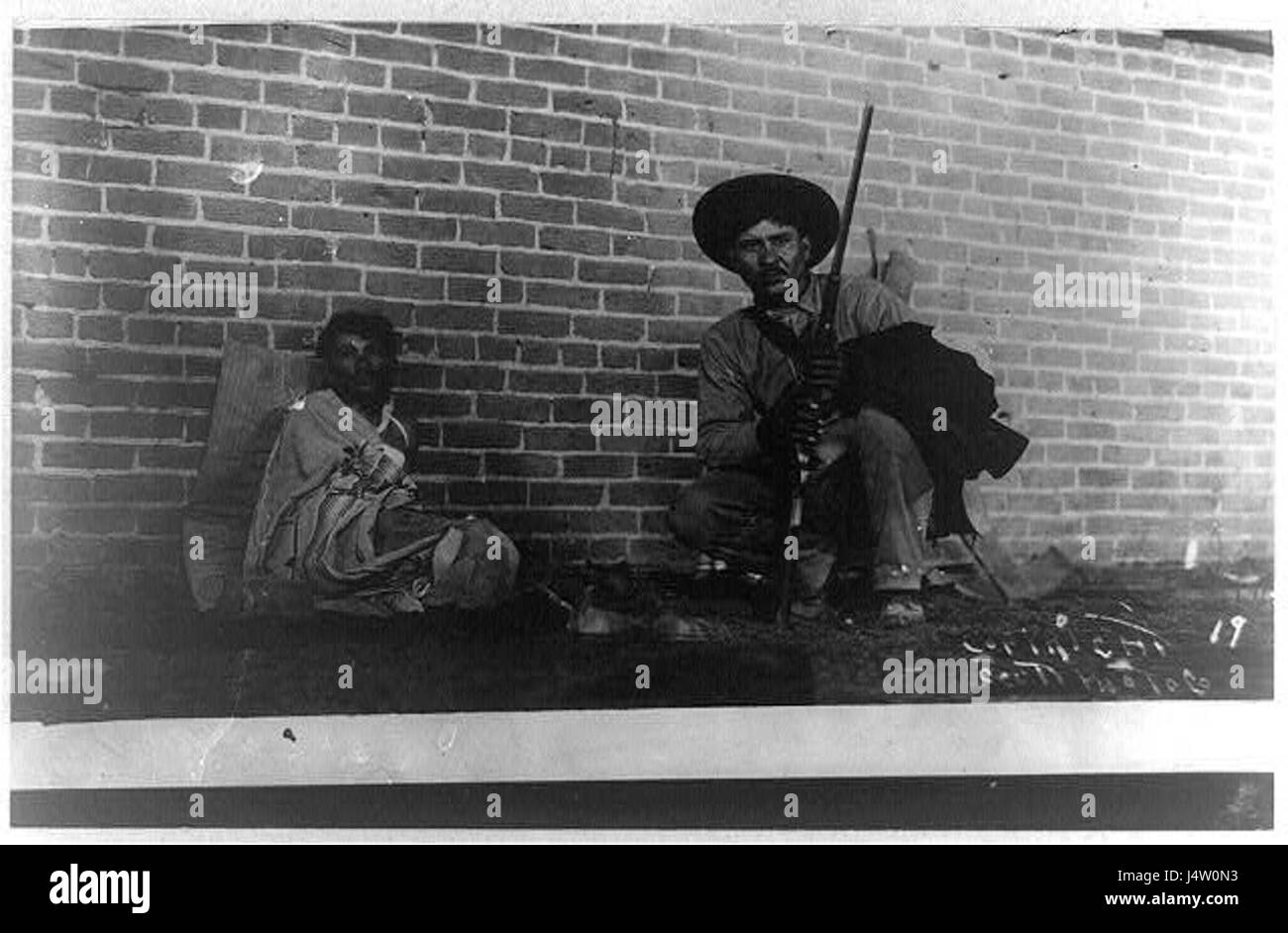 A historical representation or description of a wounded Mexican rebel ...