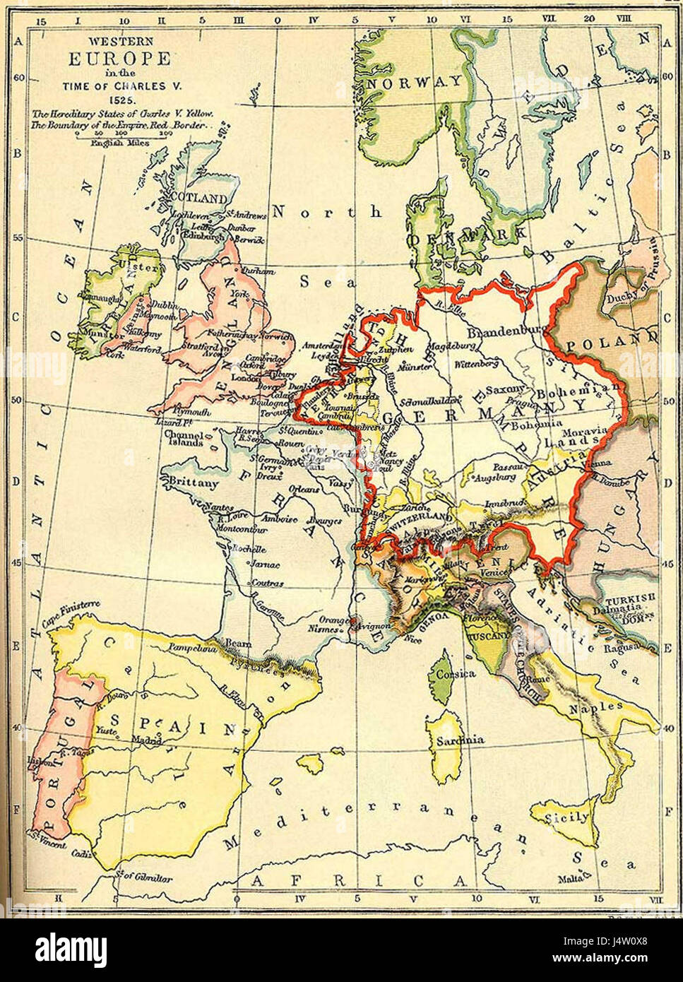 This historical map illustrates Western Europe during the reign of Holy ...