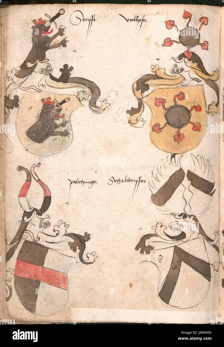 Illustrated German heraldic book 'Wernigeroder Wappenbuch', entry 406 ...
