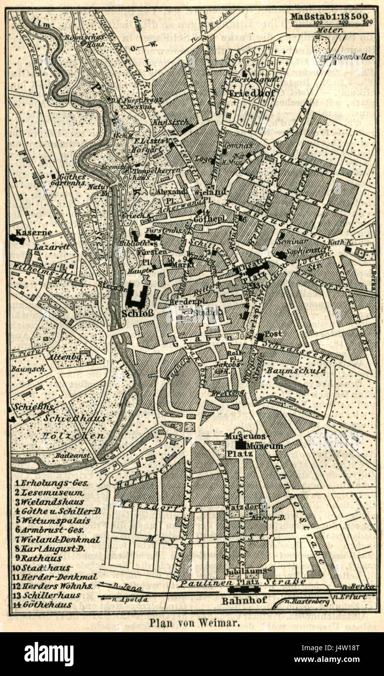 The 1894 map of Weimar offers a historical representation of the German ...
