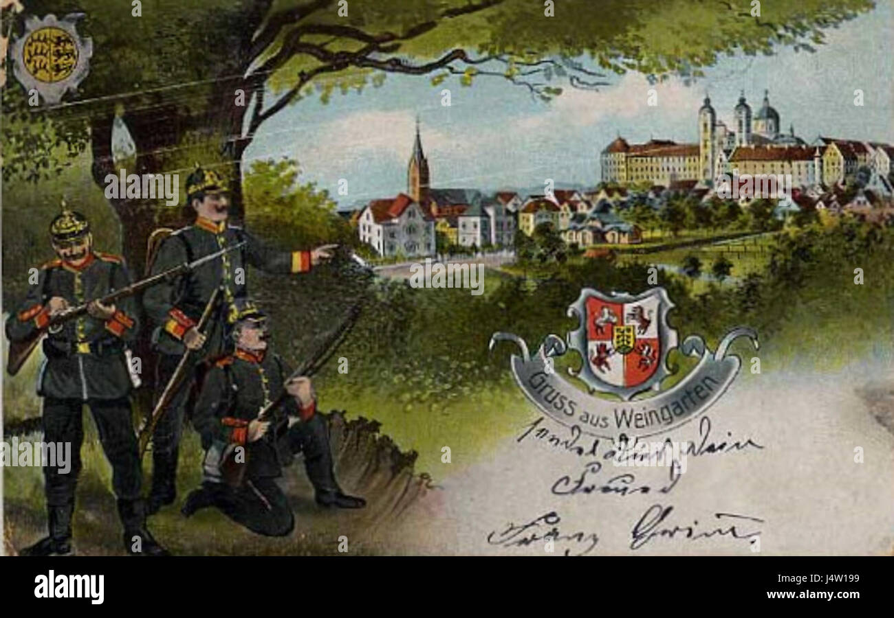 Weingarten Postkarte Soldaten Wappen Stock Photo - Alamy