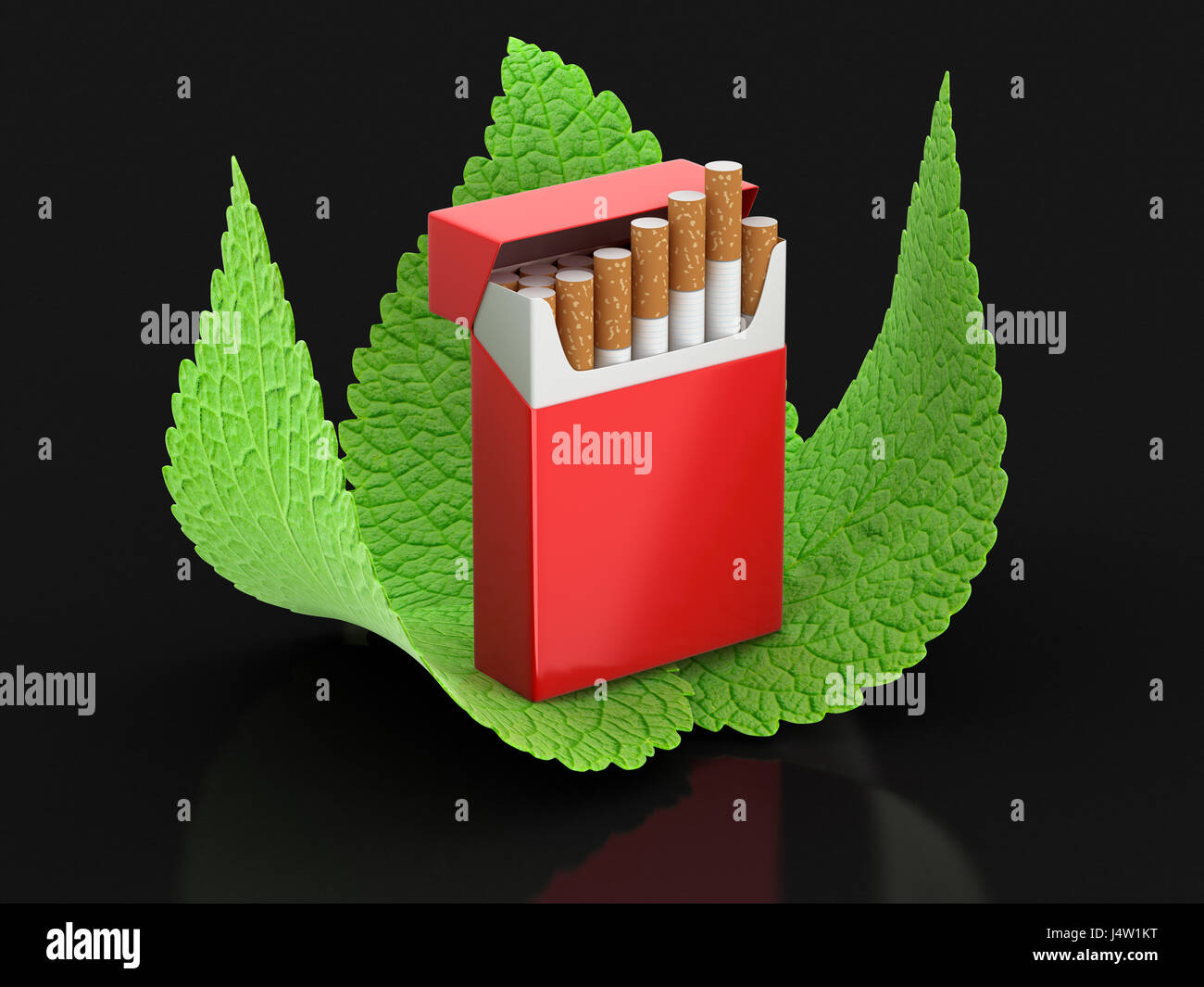 Cigarette Pack and leaves. Image with clipping path Stock Photo - Alamy