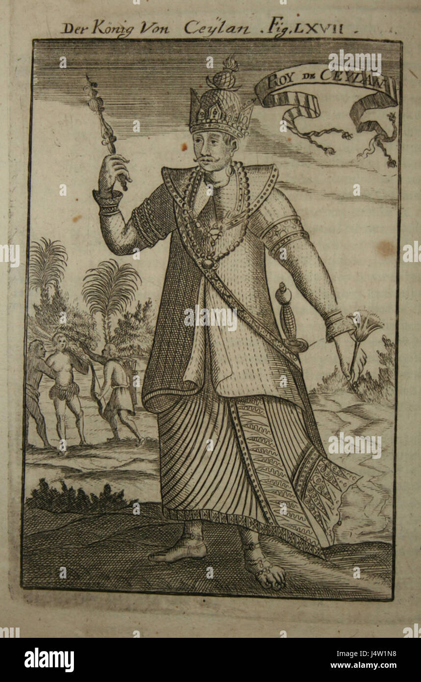 This artwork from 1685 depicts the King of Ceylon, showcasing the royal ...
