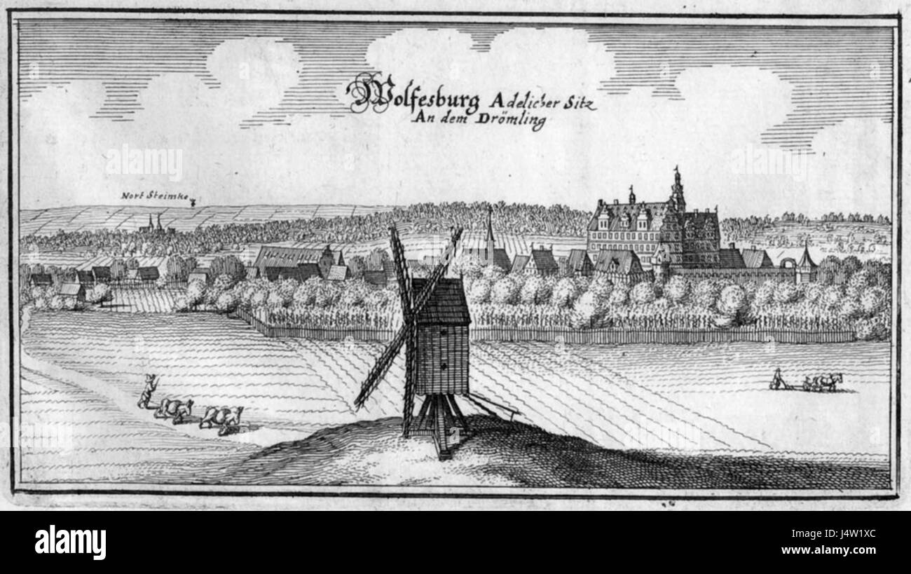A depiction of Wolffsburg (now Wolfsburg) from a map created by the ...