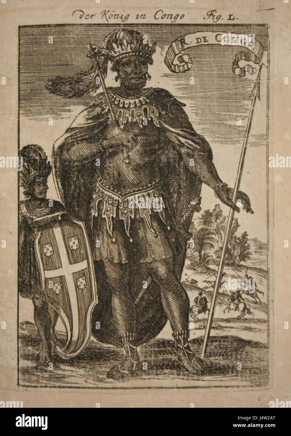 The 1685 image titled 'View of the King of the Congo' provides a ...
