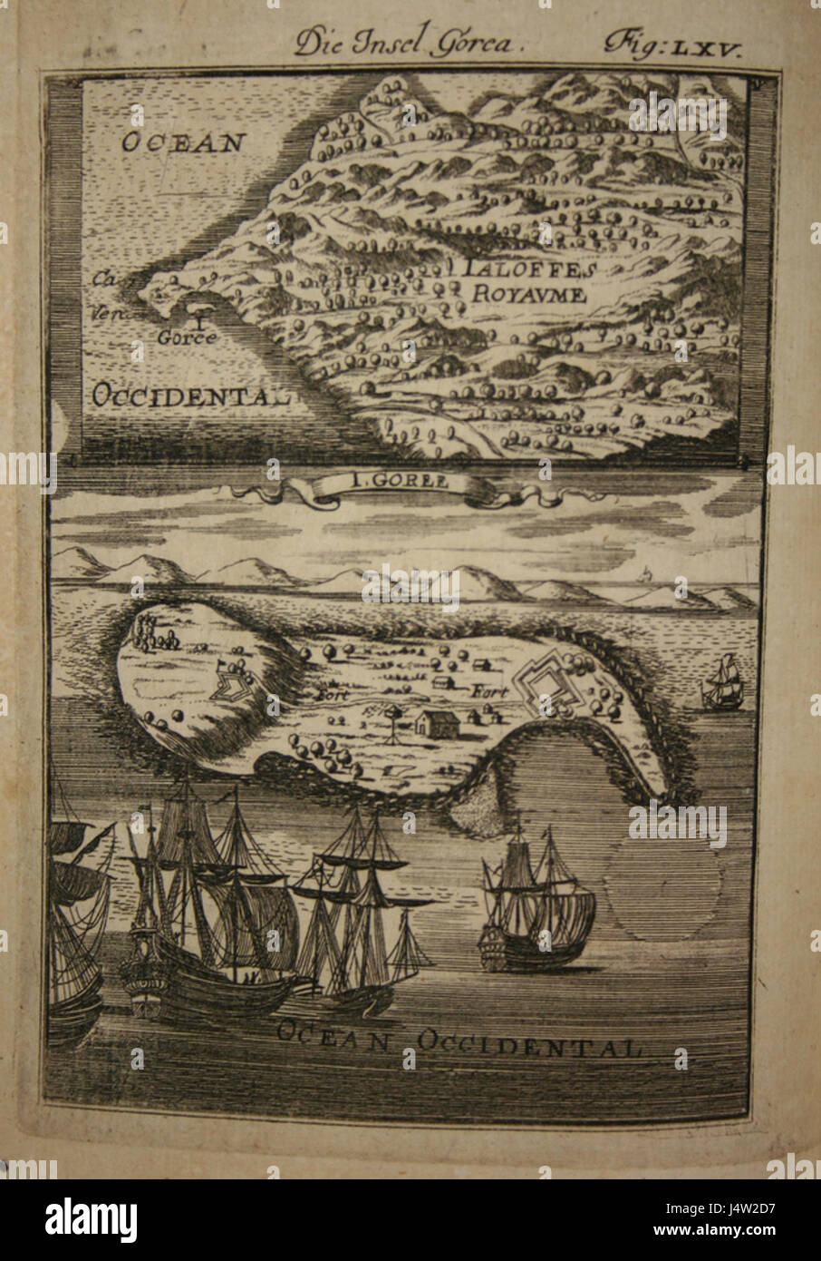 This 1685 view of GorÃ©e Island, Senegal, captures the historic ...