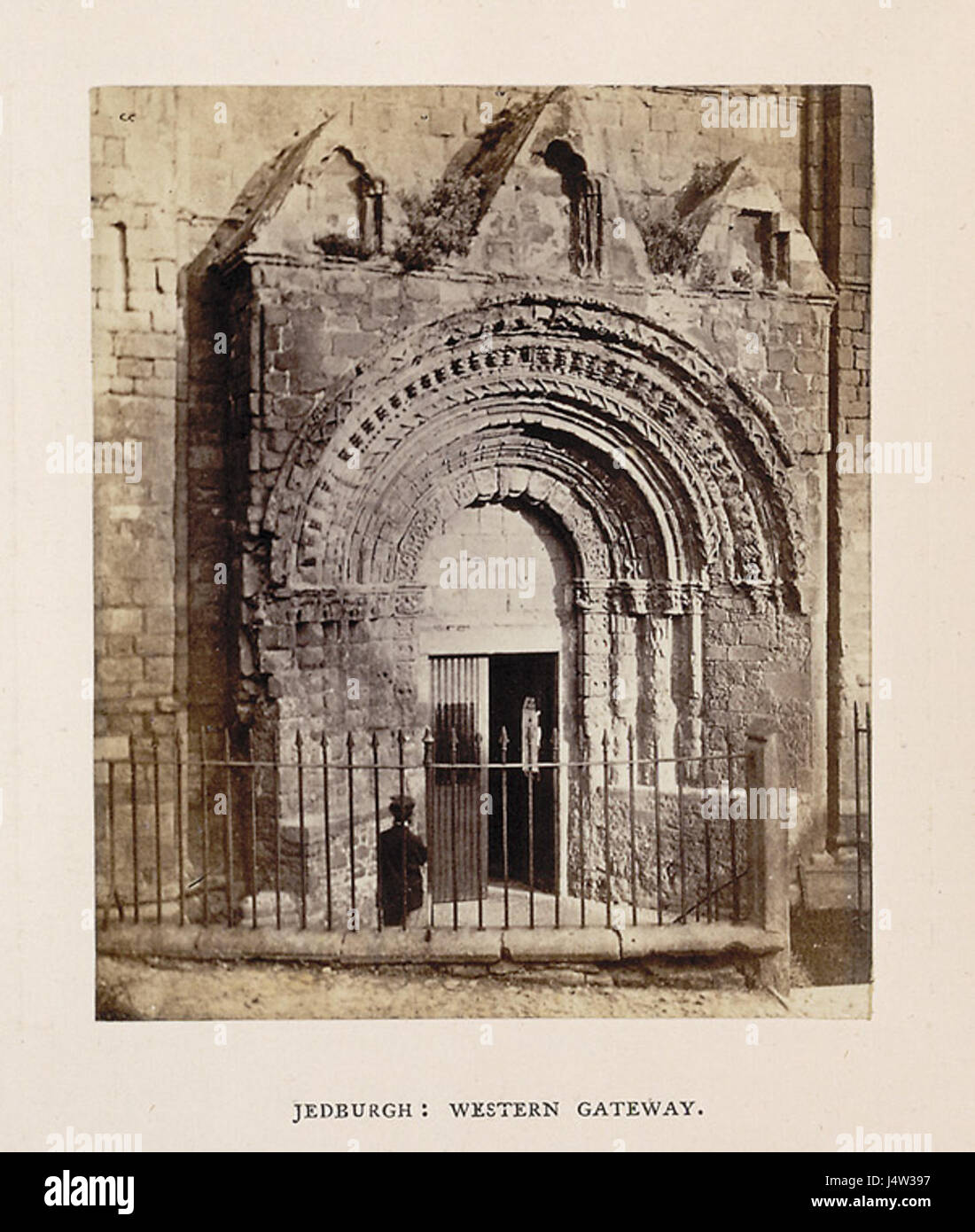 Western Gateway Jedburgh Abbey by Stephen Thompson 1864 Stock Photo - Alamy