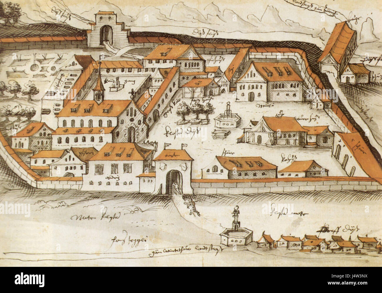 The 'Toss Convent' by Heinrich Murer is an architectural drawing ...