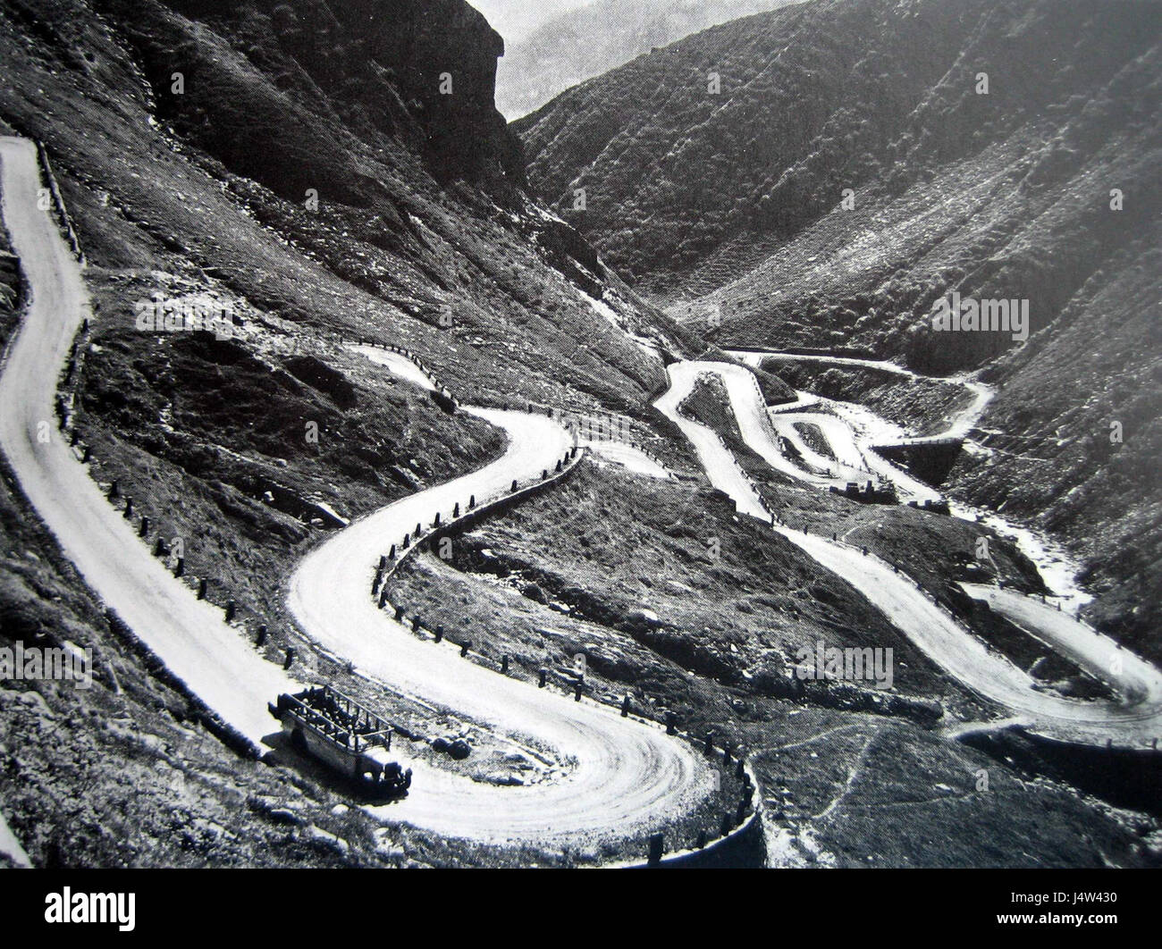 This photograph depicts a view of the Tremola pass in 1928, showcasing ...