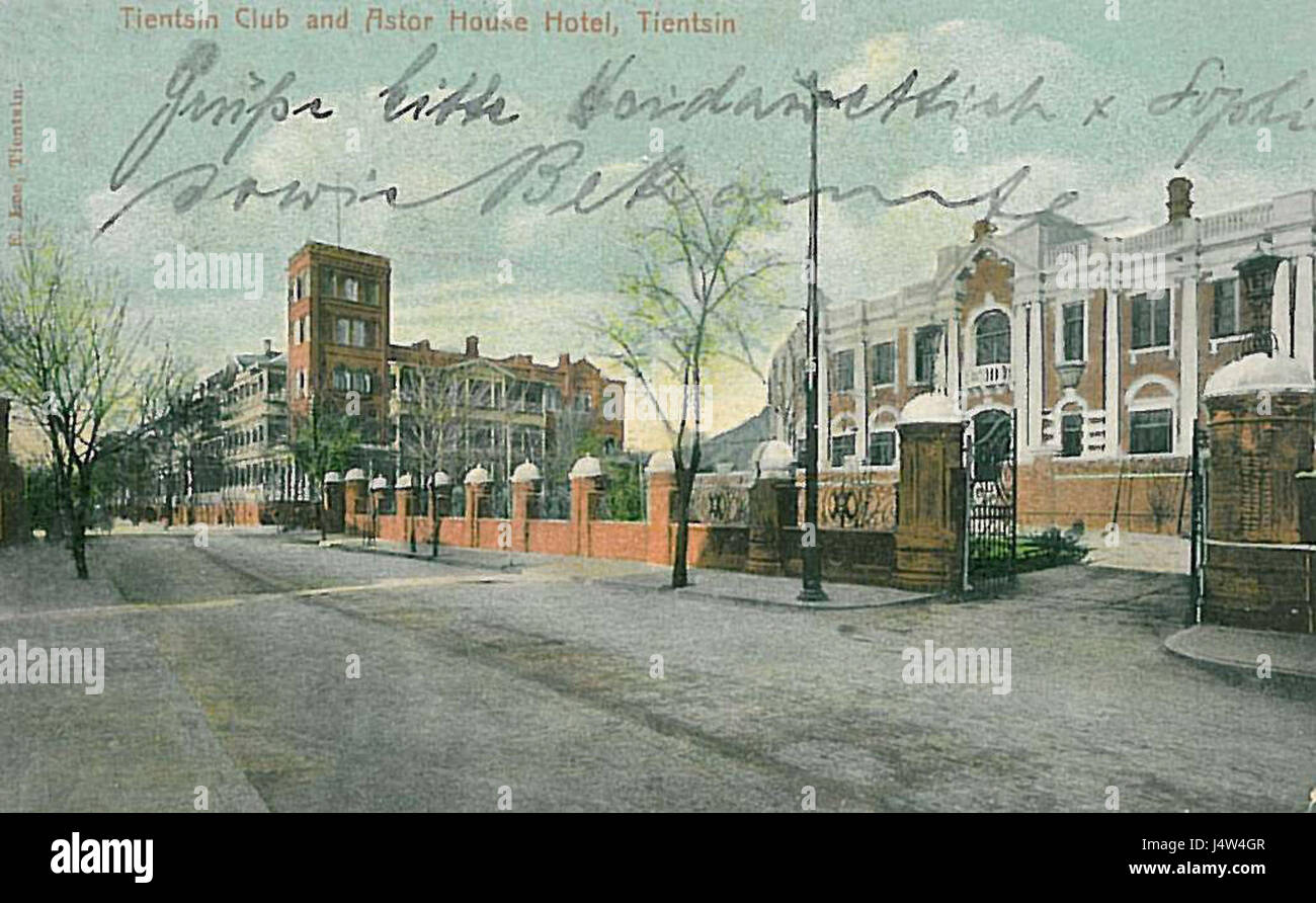 An early 20th-century photograph of the Tientsin Club and Astor House ...