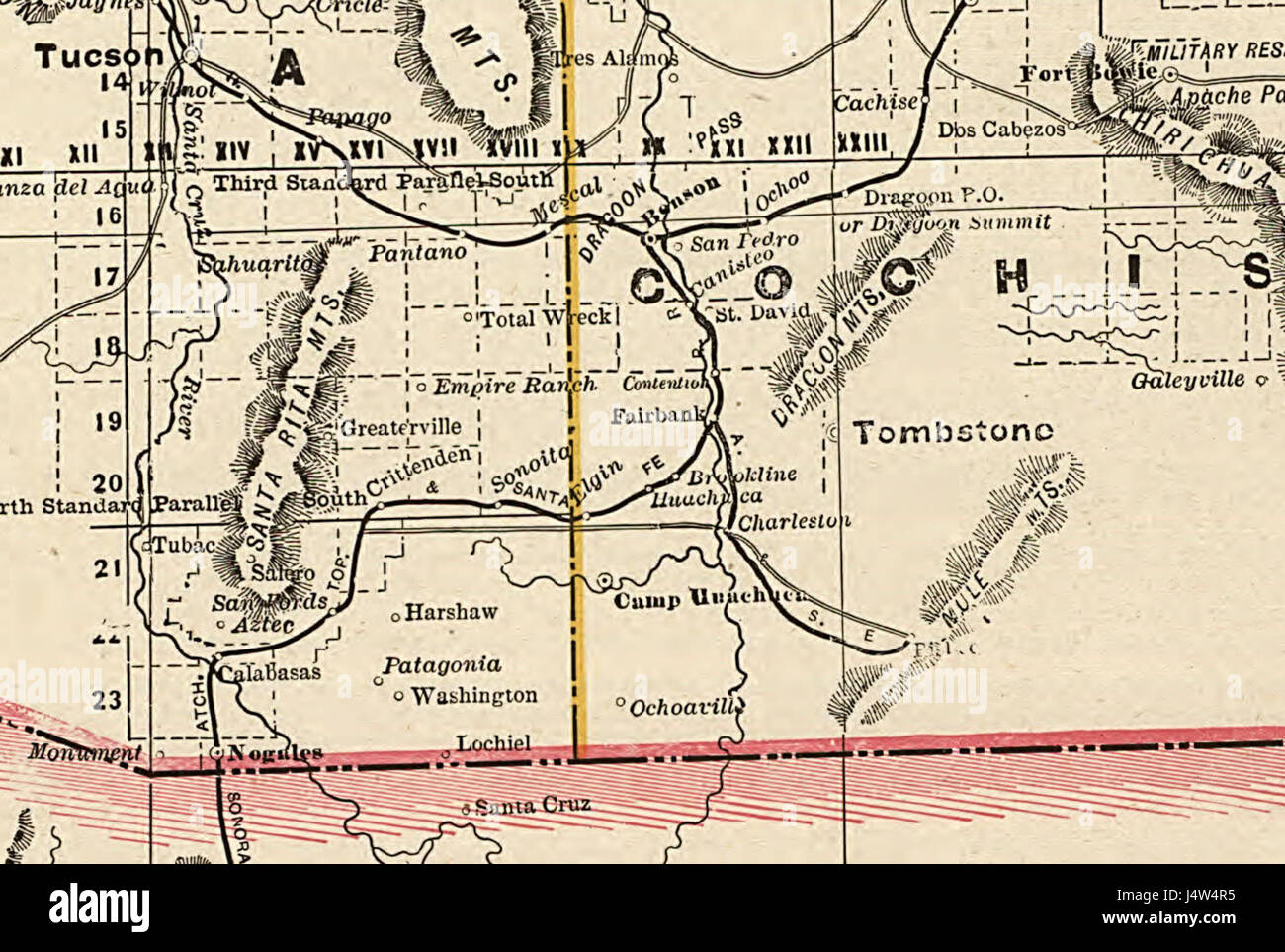 Tombstone area map 1887 Stock Photo - Alamy