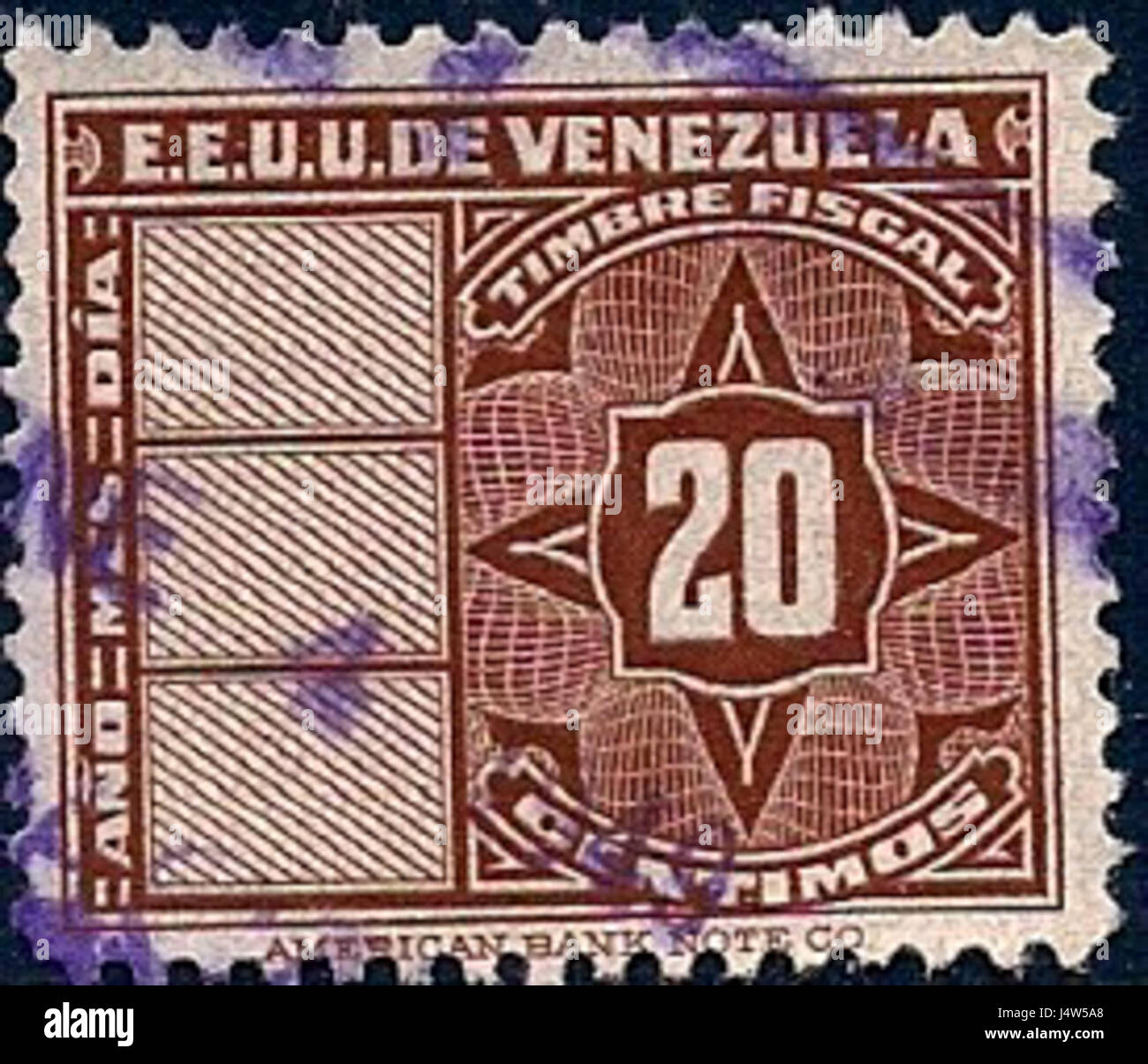 Timbre fiscal de Venezuela 1940 000 Stock Photo - Alamy