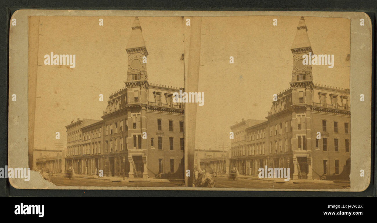 View of a Commercial building with clock tower, Des Moines, Iowa, by ...