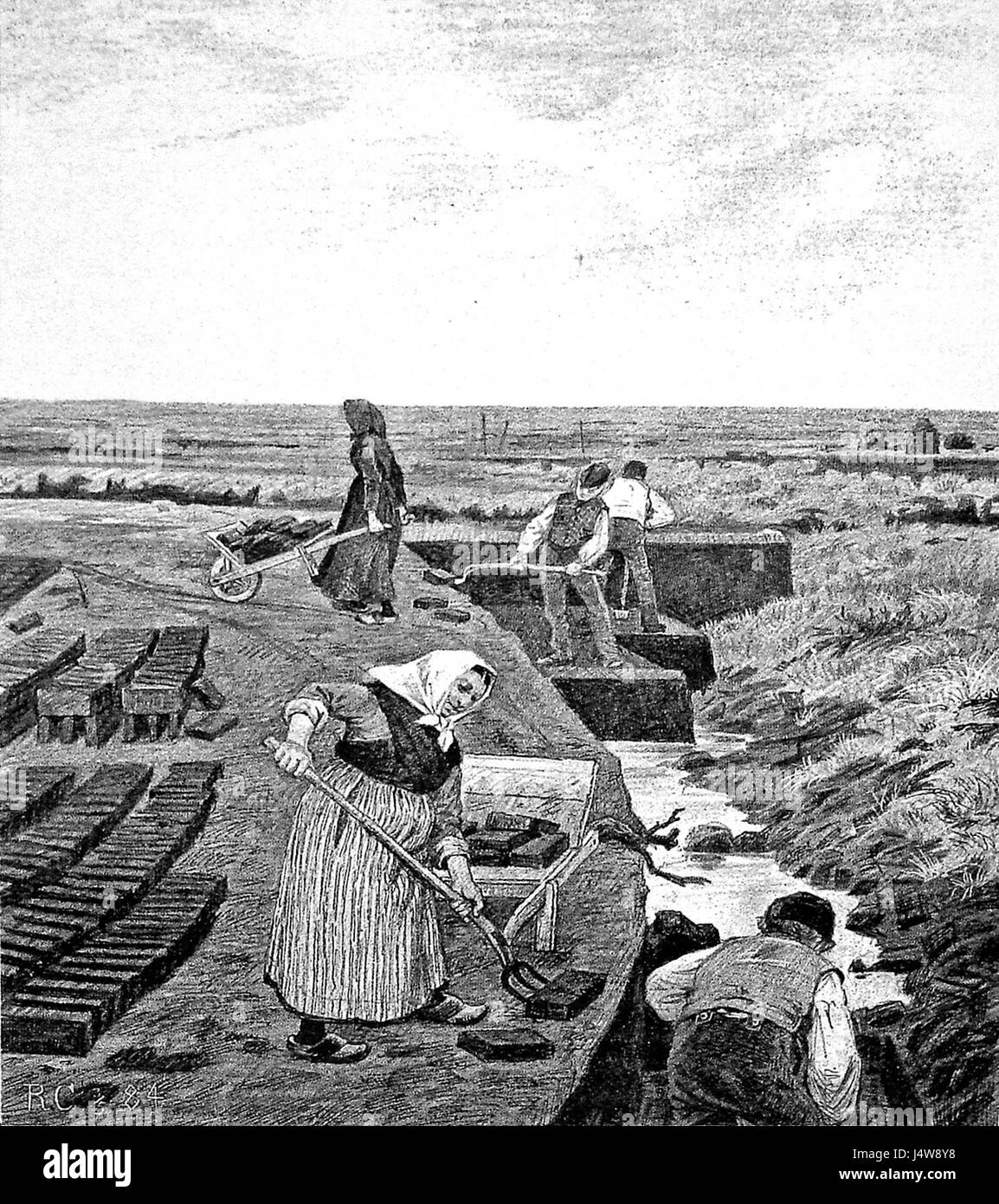 This artwork, created by R. Christiansen, depicts a scene of turf ...