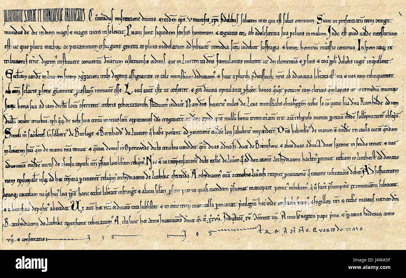 A historical document (Urkunde) from 1227, detailing an important event ...