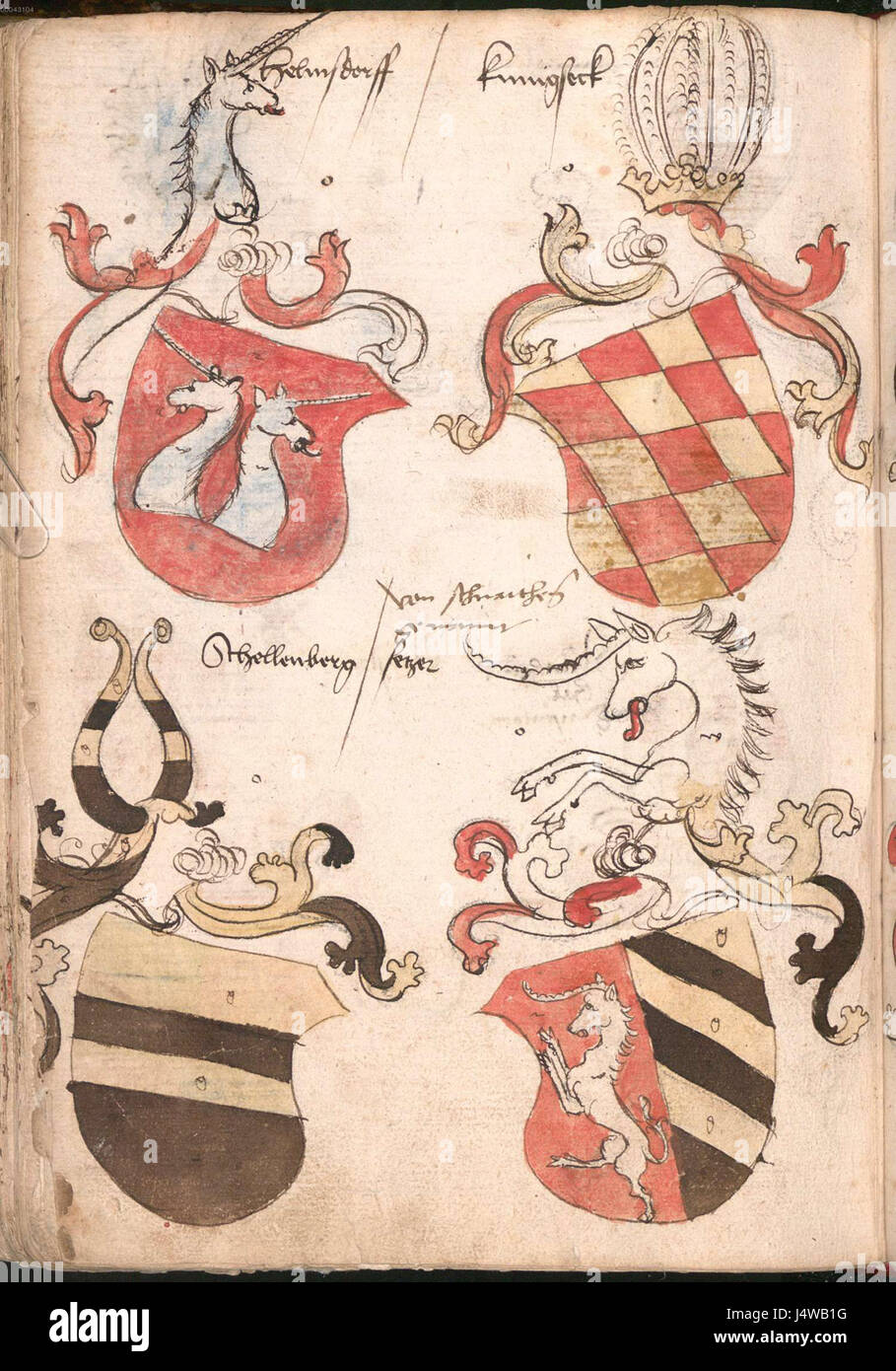 The Wernigeroder Wappenbuch (Heraldic Book) contains a collection of coats of arms, detailing ...