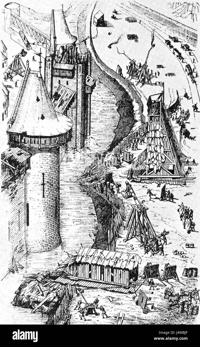 14th century medieval fortification Black and White Stock Photos ...