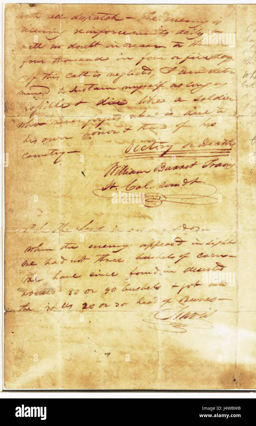 Travis letter page 2 adj Stock Photo - Alamy