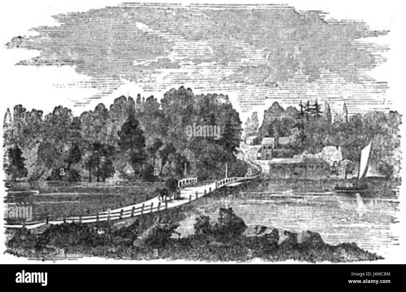 This drawing depicts the Old Floating Bridge that once spanned the ...