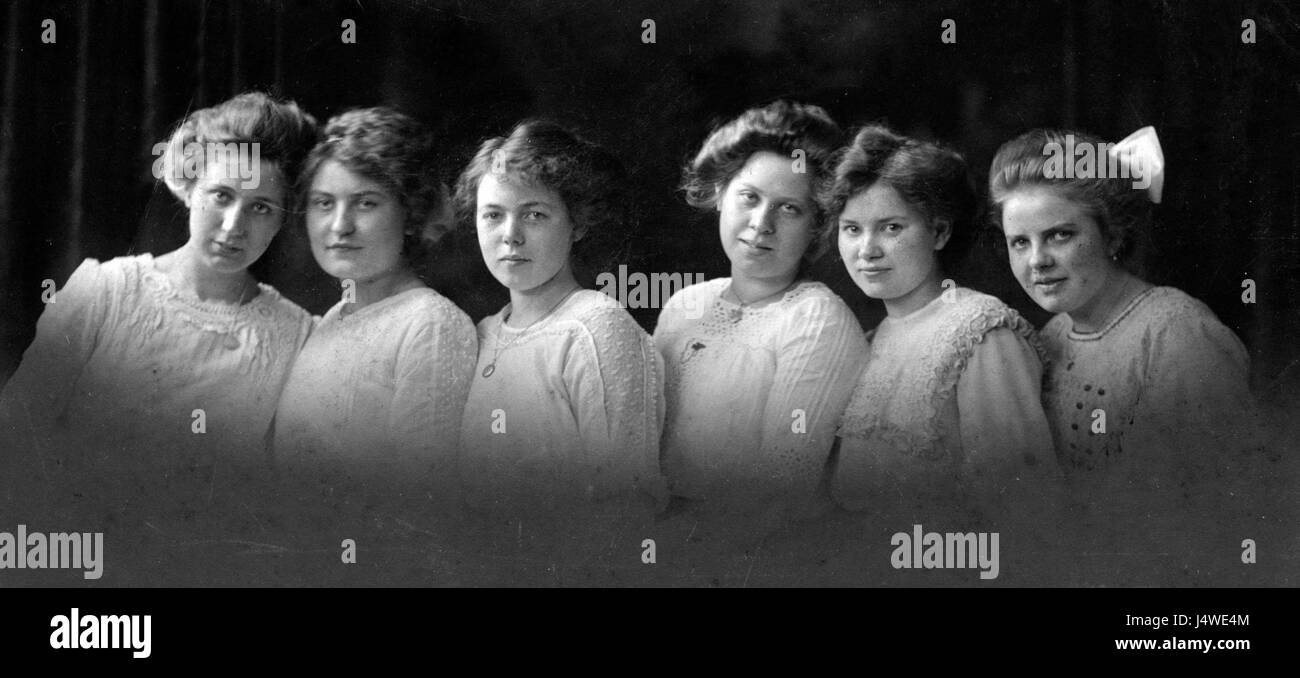 Young ladies group Black and White Stock Photos & Images - Alamy