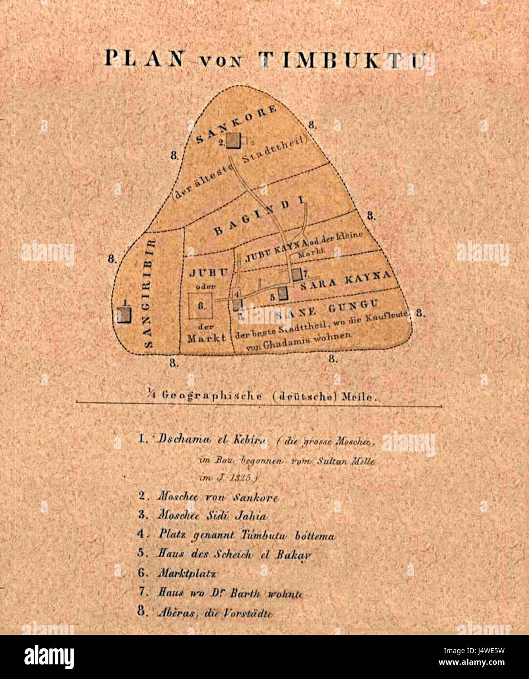 This map from 1855 depicts Timbuktu, a historic city in Mali, known for ...
