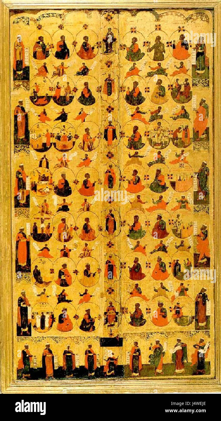A 17th-century icon depicting the Tree of Jesse, a Christian symbol ...