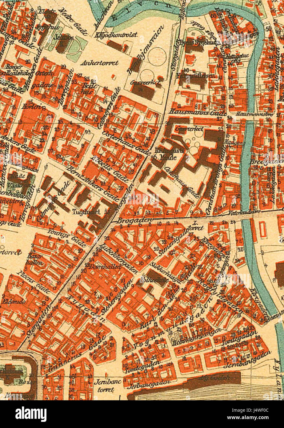 The Vaterland Oslo map from 1917 depicts the city of Oslo, Norway ...