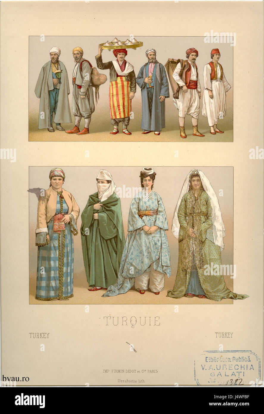 This illustration showcases the traditional costumes of the Ottoman ...