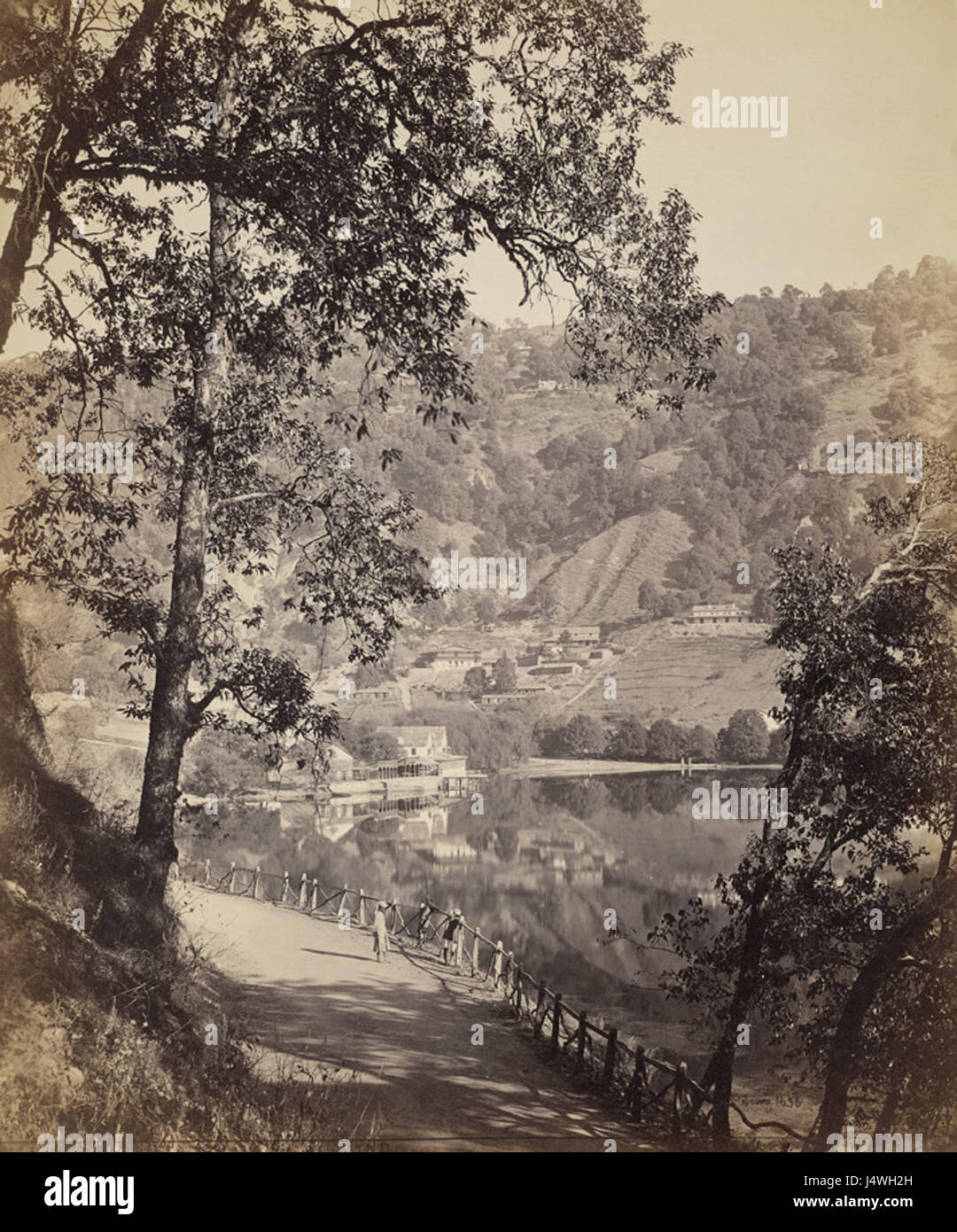 This historical image depicts Mallital, a location in Nainital, India ...