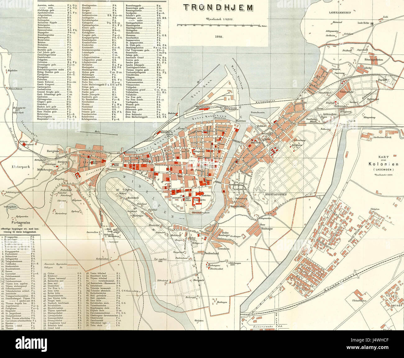 Trondheim map 1898 Stock Photo - Alamy
