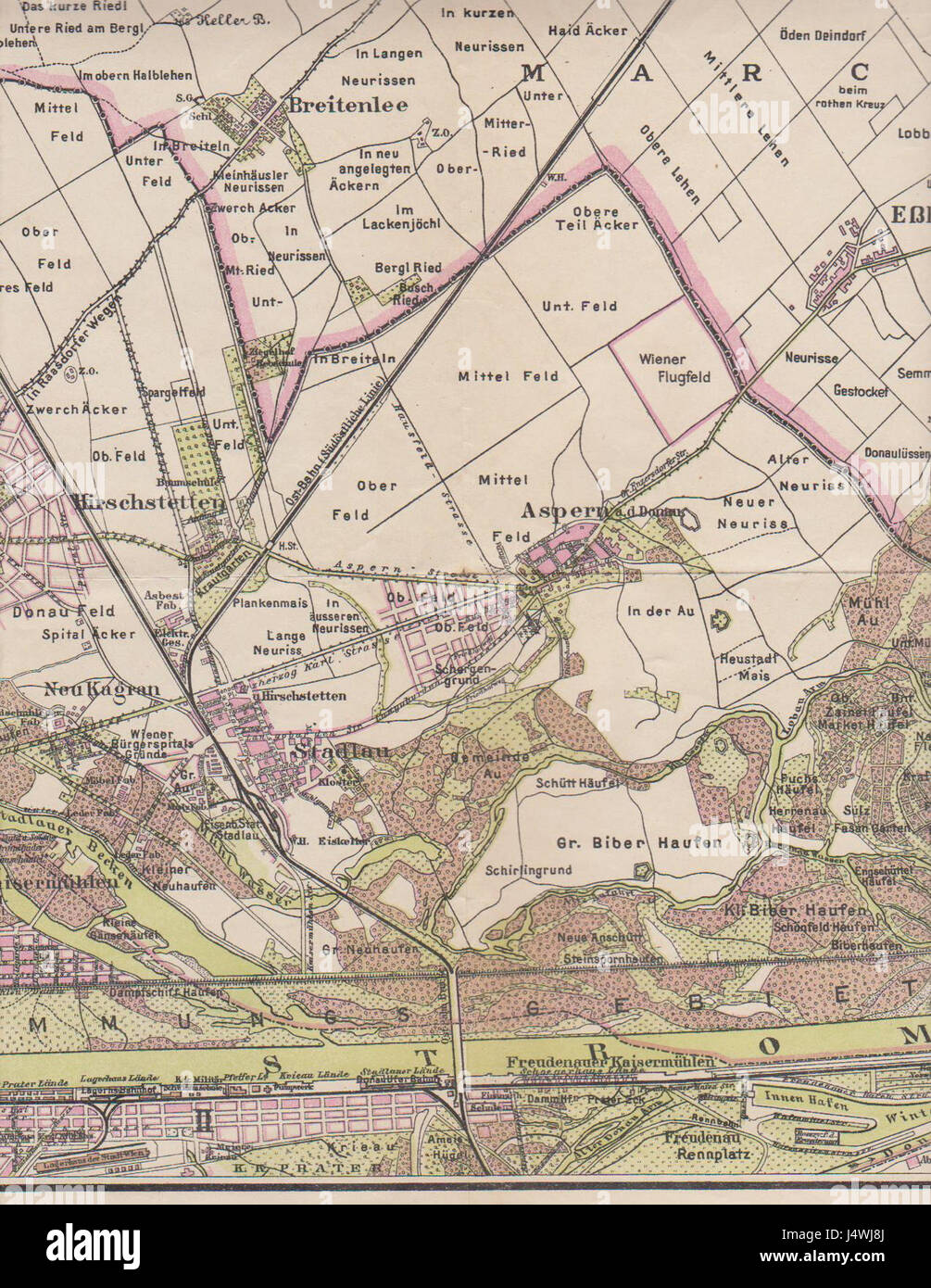 The 'Wien Aspern, Plan um 1912' is a map of the Aspern district in ...