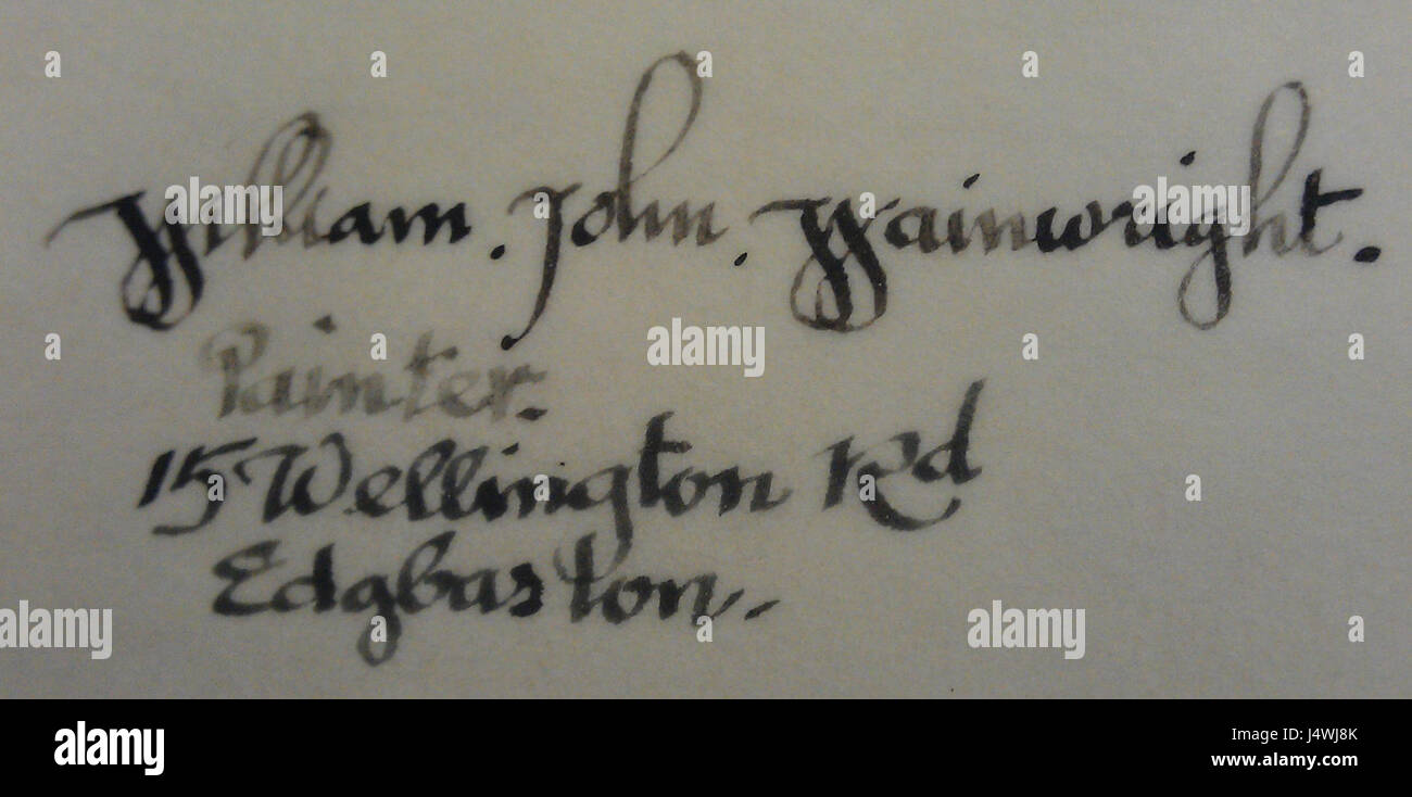The autograph of William John Wainwright, a notable figure from the ...