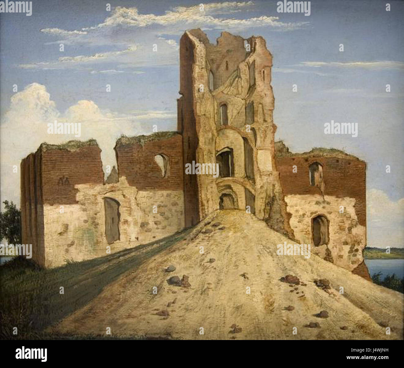Wincenty Dmochowskiâ€™s 1854 painting 'Widok zamku w Trokach' depicts ...