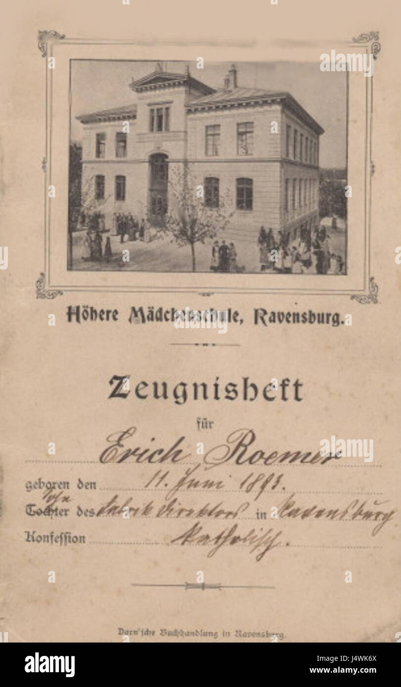 The Zeugnis Ravensburg from 1893 is a historical document, reflecting the academic achievements ...