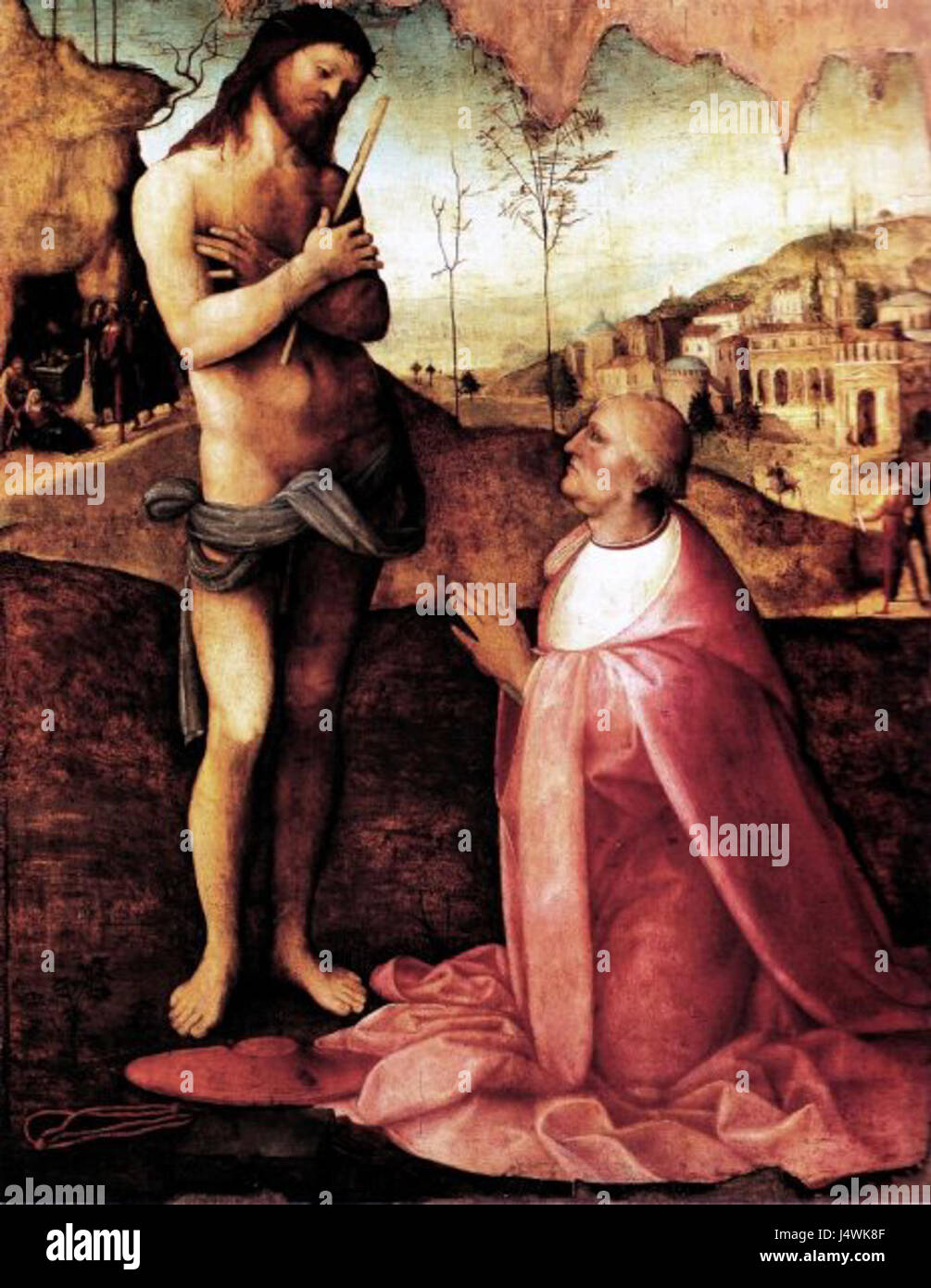 This painting depicts a wounded Christ alongside Cardinal Carafa ...
