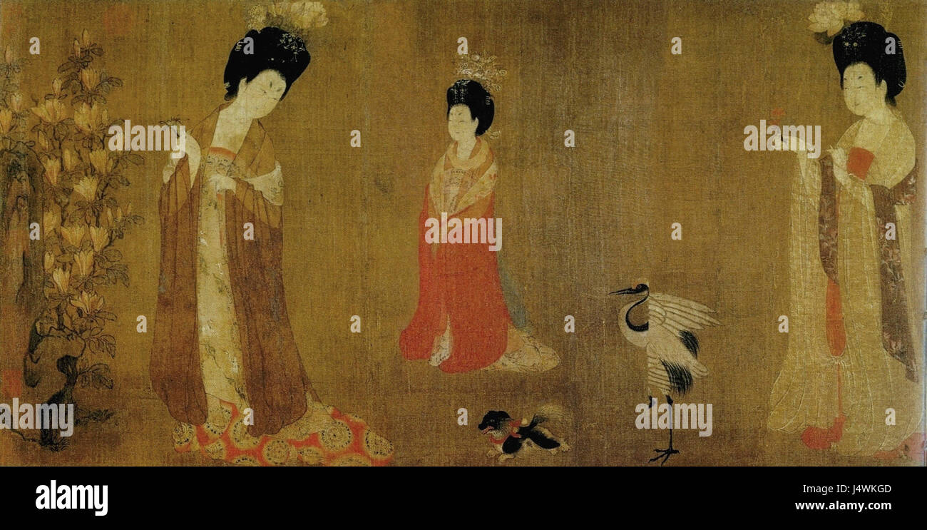 This detail from Zhou Fang's famous work depicts court ladies of the ...