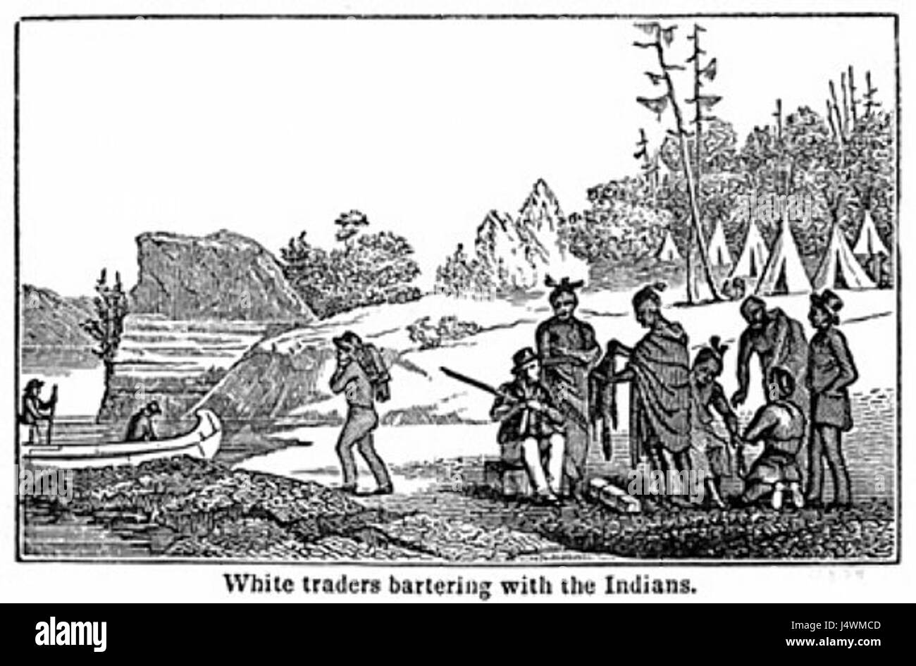 Trade with indians 1820 Stock Photo - Alamy