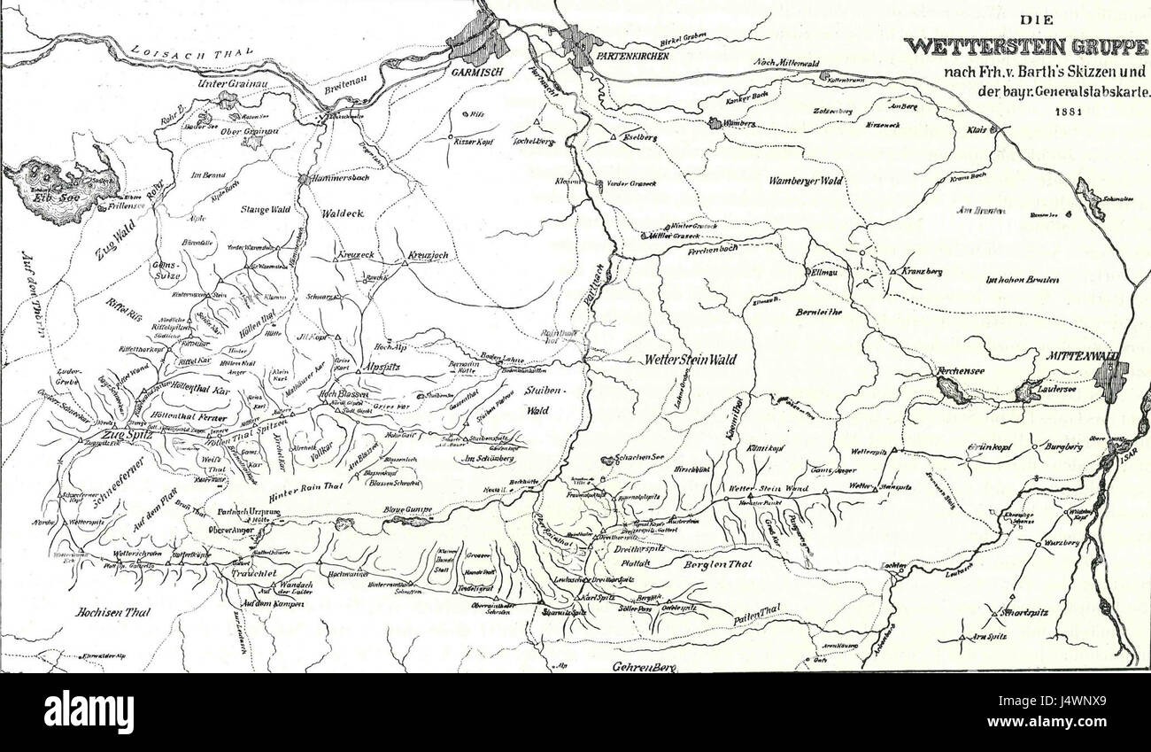 Wetterstein Karte 1881 Stock Photo - Alamy