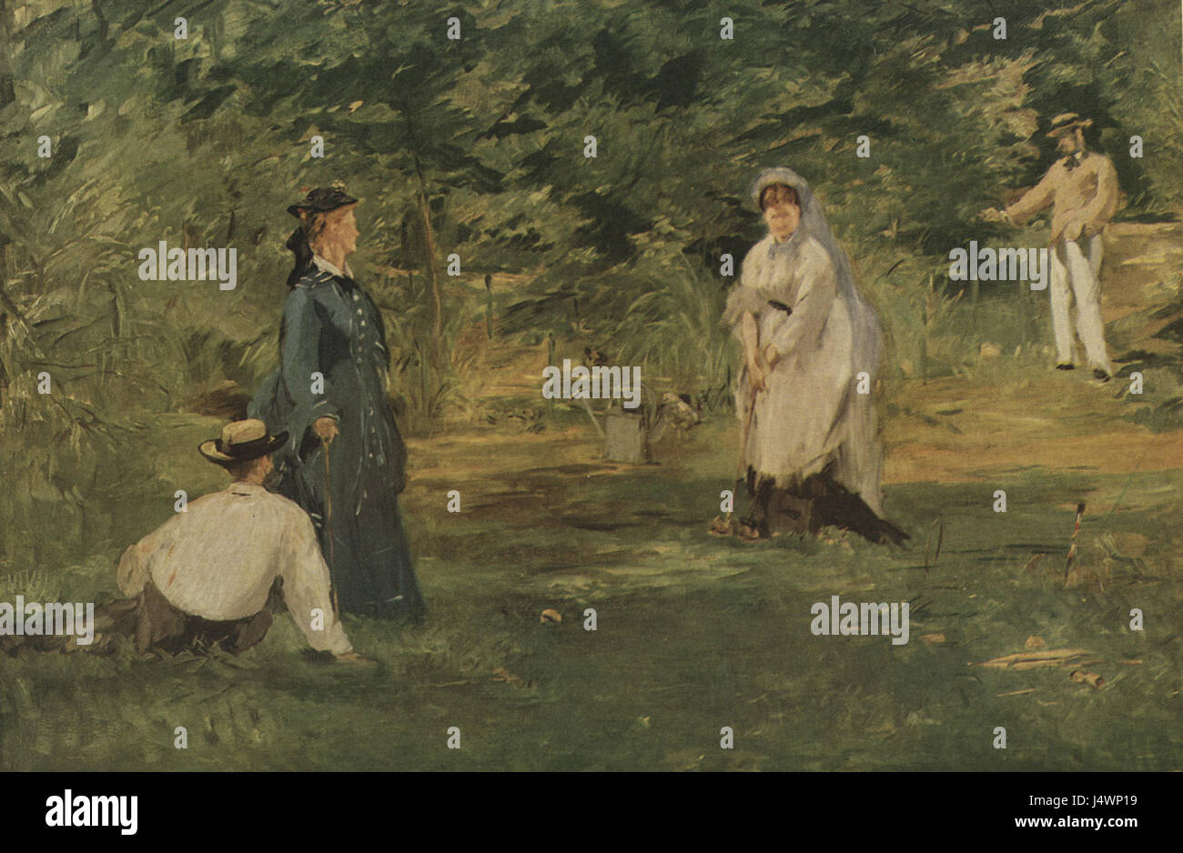 A depiction of a croquet game, illustrating the rules and social ...